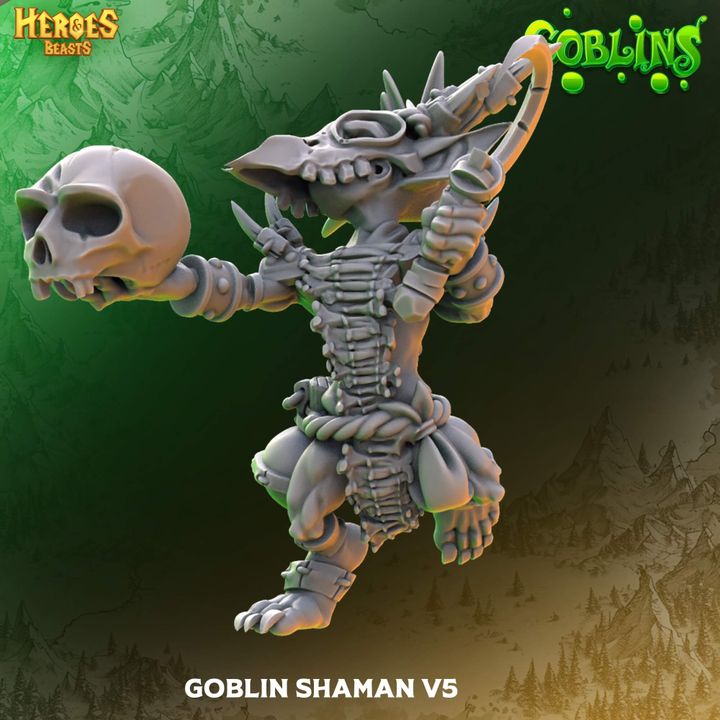 3D Printable Goblin Shaman v5 by Heroes and Beasts